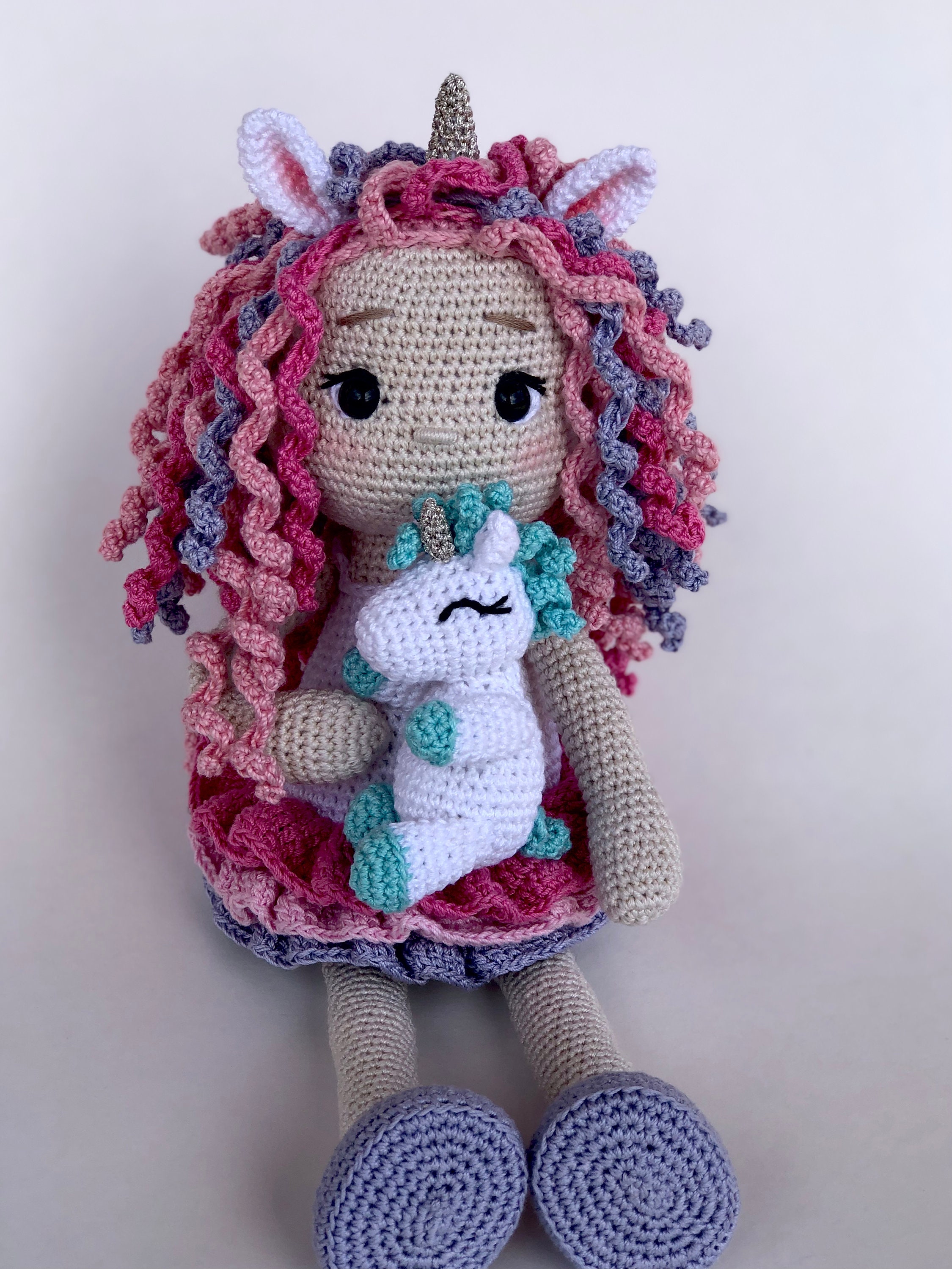 Unicorn Doll with her Unicorn Toy. Amigurumi Doll For Sale | Etsy