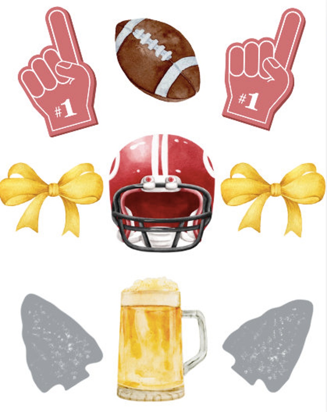 Red and Yellow Football Team Bows SVG, PNG, Digital File - Etsy