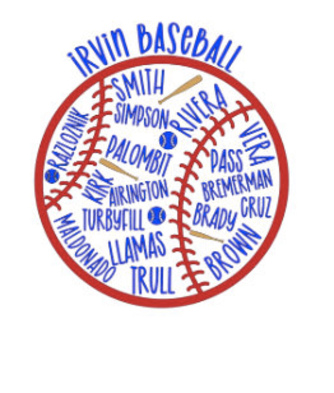 Irvin Baseball custom Names - Etsy