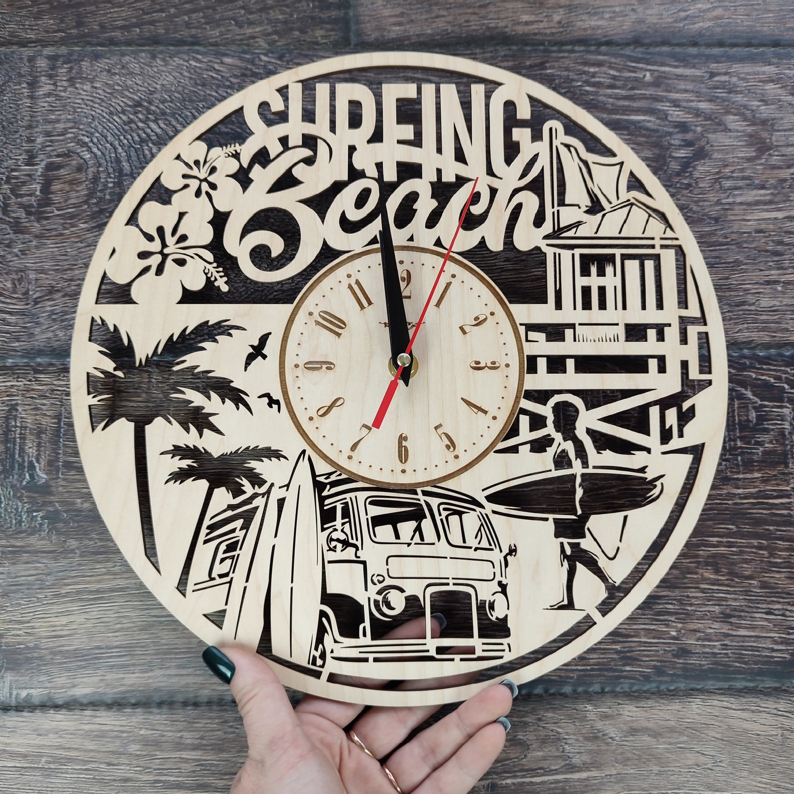 SURFING Wall Art Clock Sports Home Kitchen Living Room Decor - Etsy