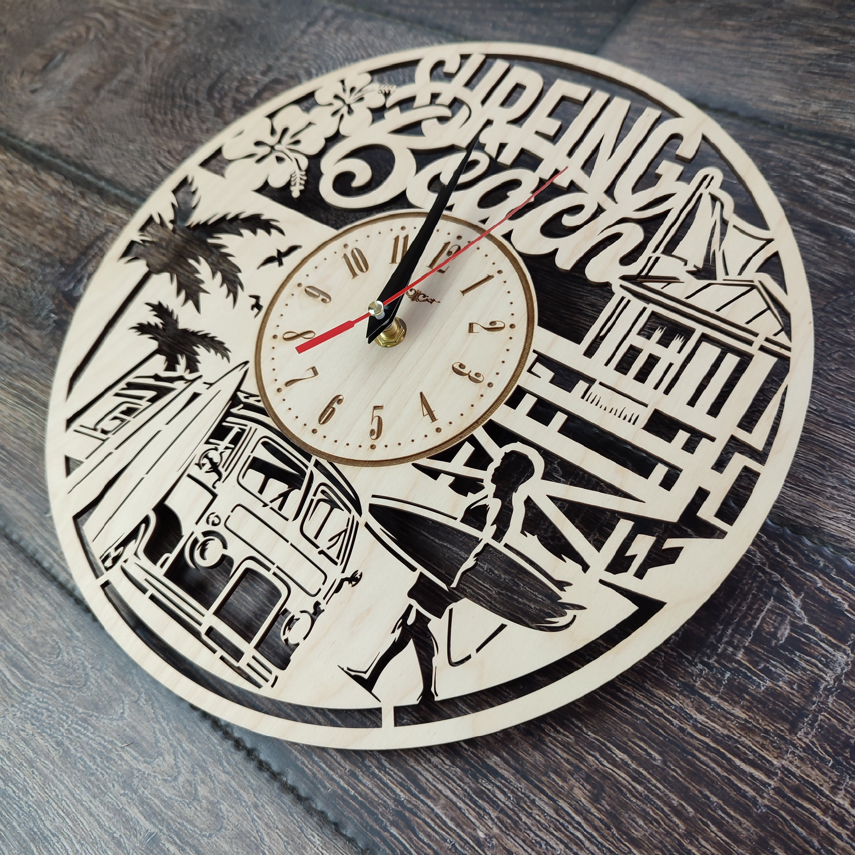 SURFING Wall Art Clock Sports Home Kitchen Living Room Decor - Etsy