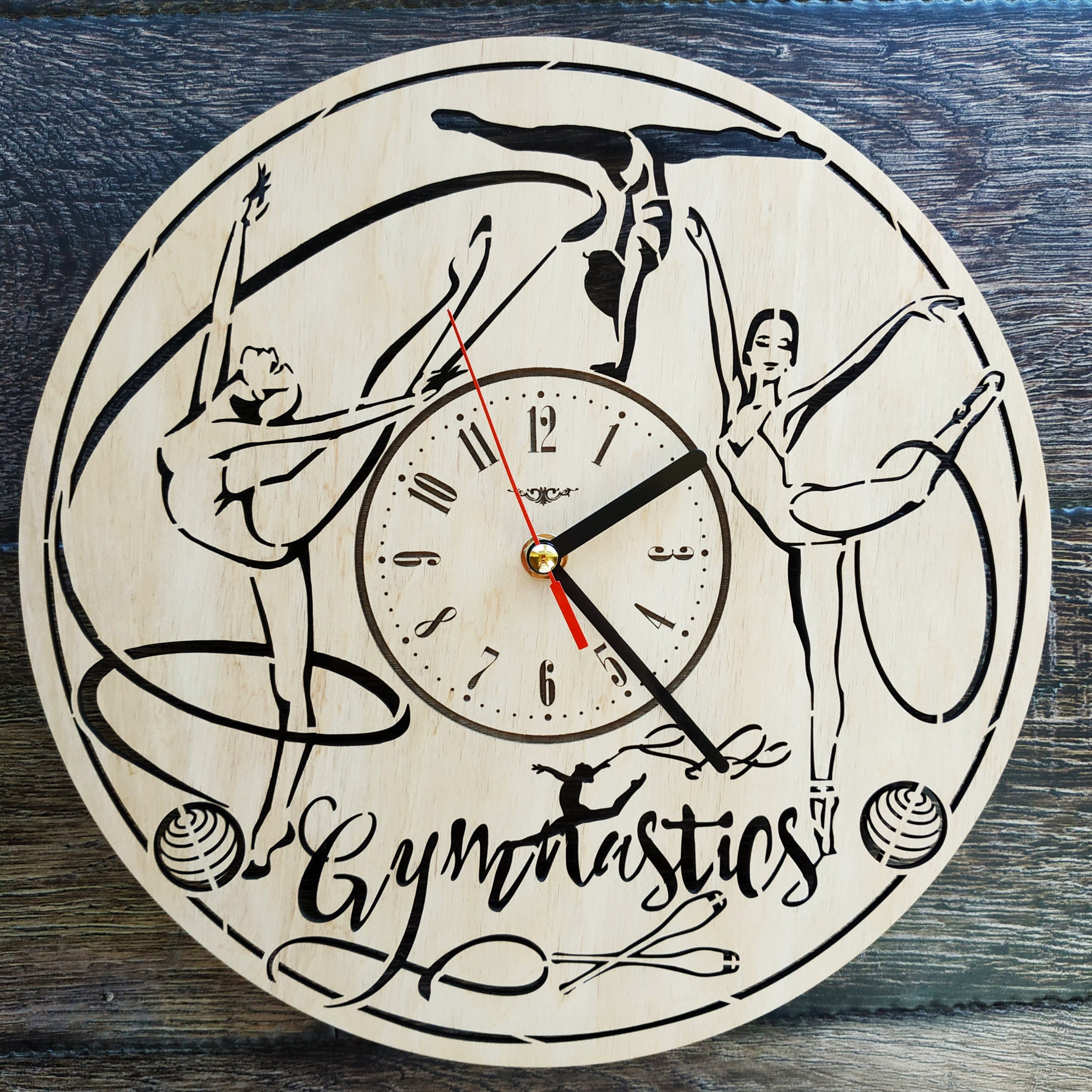 GYMNASTICS Wall Clock Sports Home Kitchen Living Room Kids | Etsy