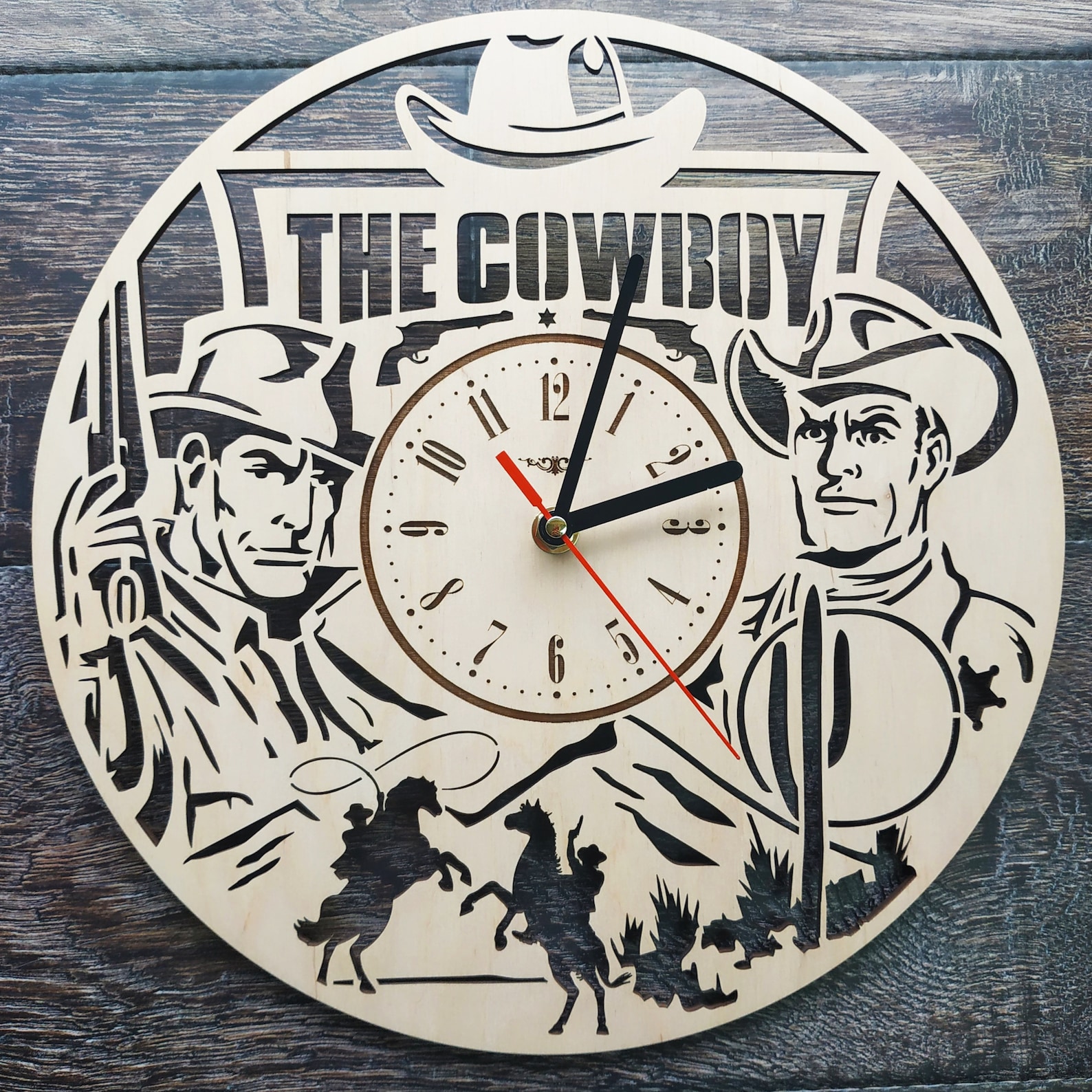 WESTERN COWBOY Wall Art Clock Home Kitchen Living Room Decor - Etsy