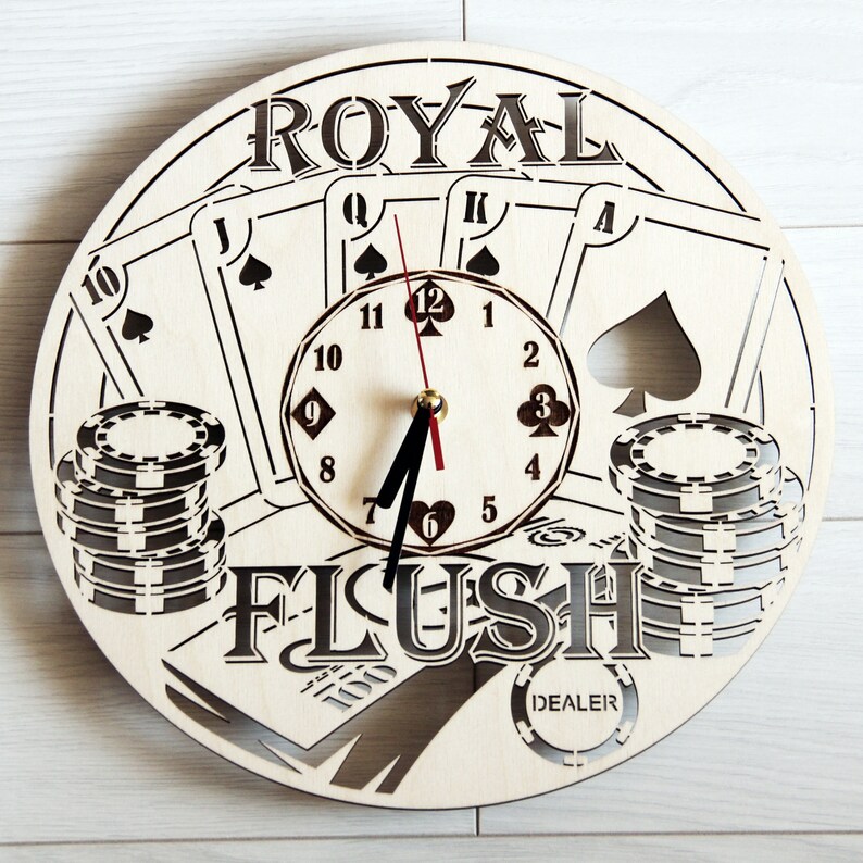 POKER Wood Wall Art Clock Poker Casino Sports Home Kitchen - Etsy
