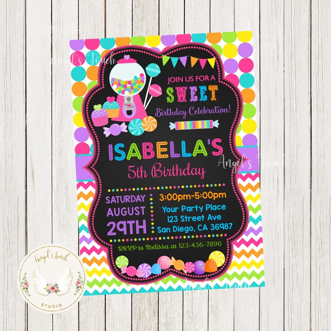 Candyland Birthday Invitation, Candy Land Girl Invitation, Candyland ...