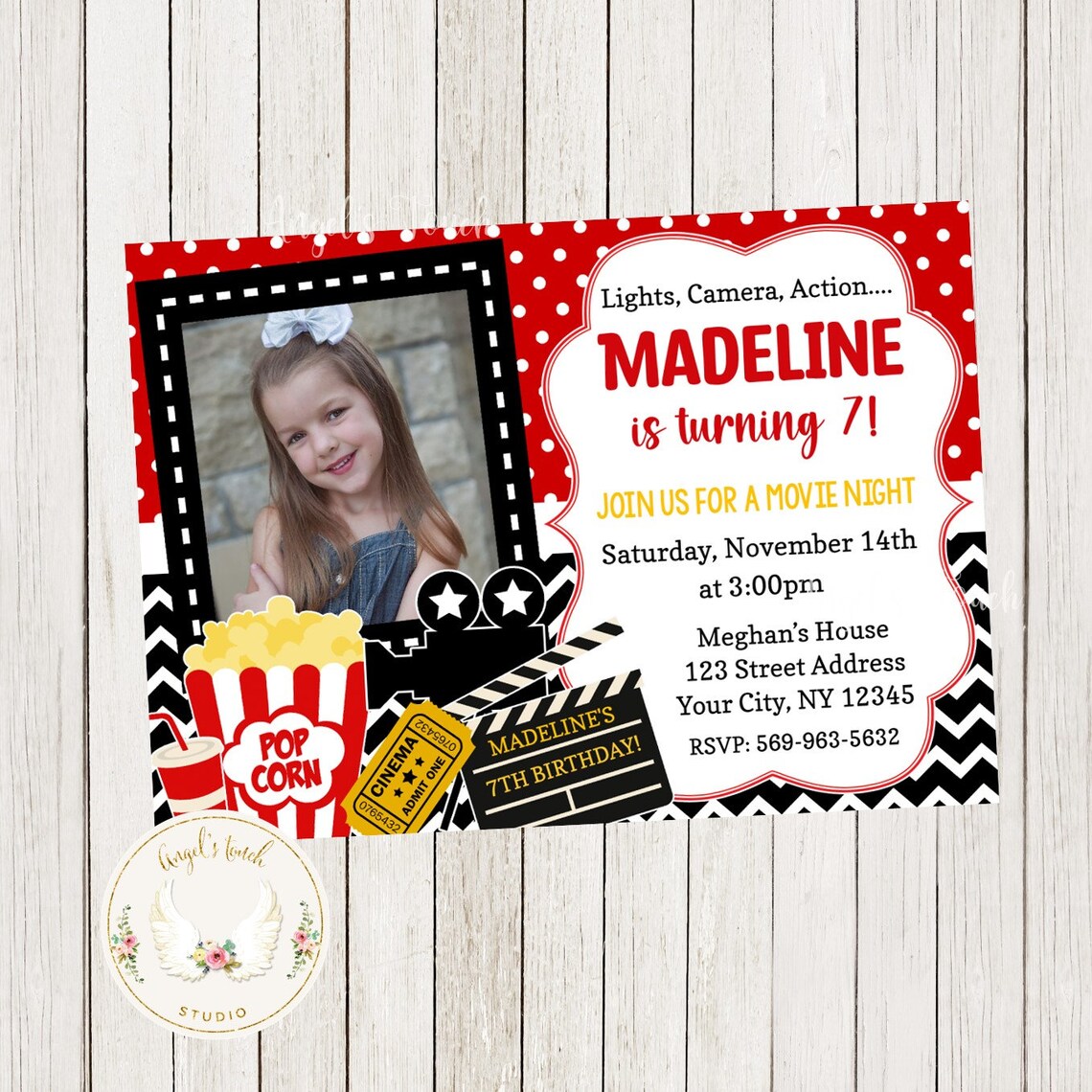 Movie Birthday Invitation, Movie Invitation, Movie Party Invitation ...