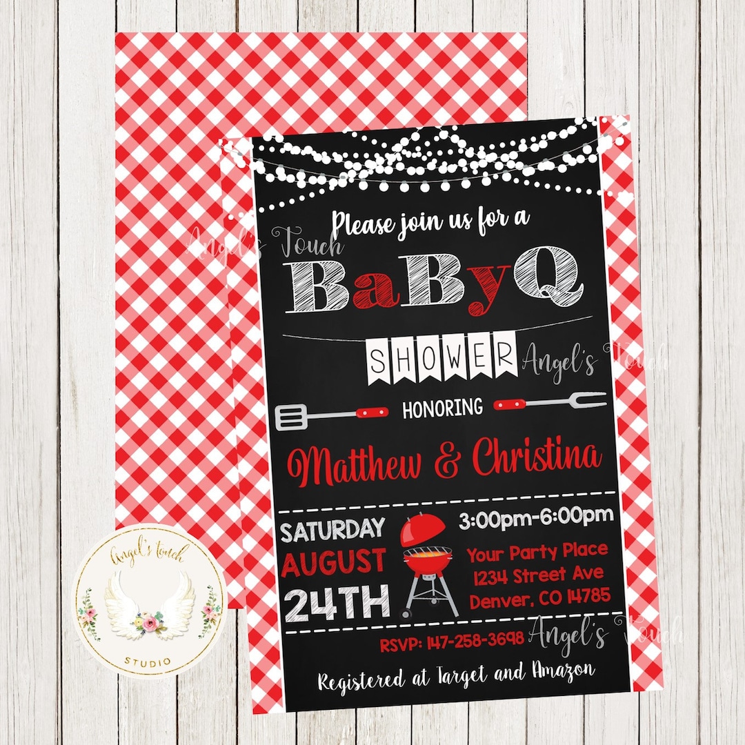 BBQ Red Baby Shower Invitation, Red and White Babyq Baby Invitation ...