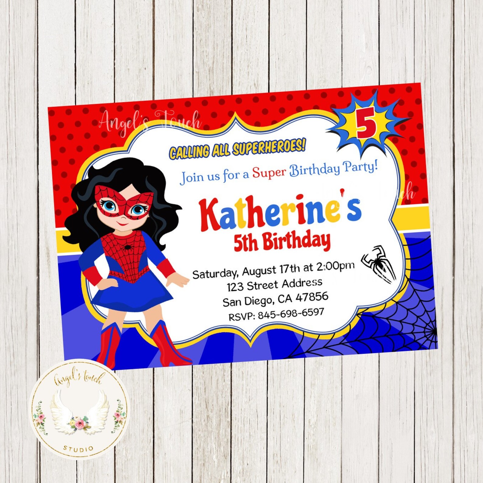 Superhero Spider Girl Birthday Invitation, Spider Girl Invitation ...