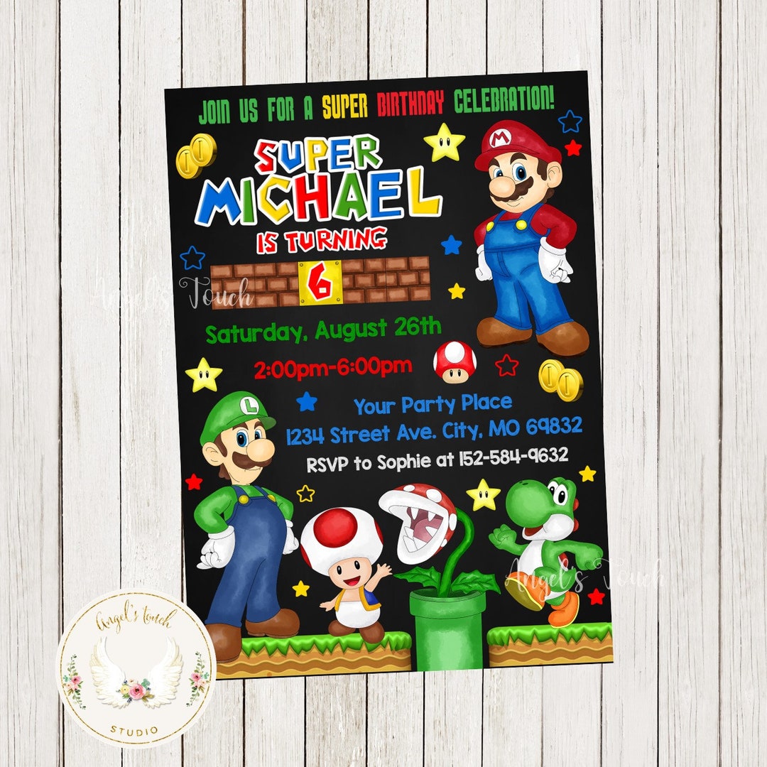 Invitación de cumpleaños de Mario, Invitación de Mario y Luigi ...