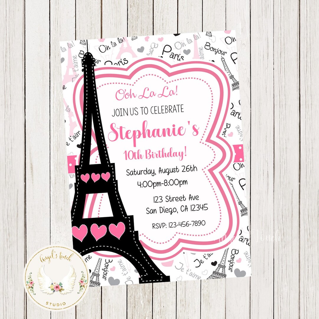 Paris Birthday Invitation, Paris Party Invitation, Paris Invitation ...