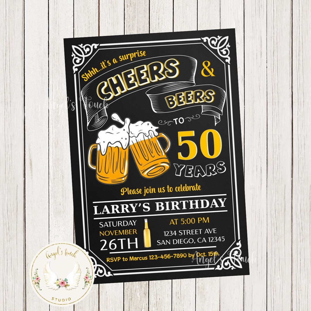 Cheers and Beers Surprise Birthday Invitation, Cheers & Beers ...
