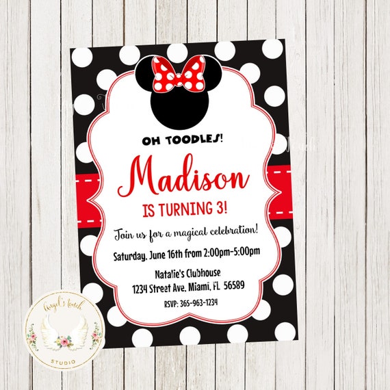 Minnie Mouse Red and Gold Invitation Minnie Mouse Red Invitation Minnie ...