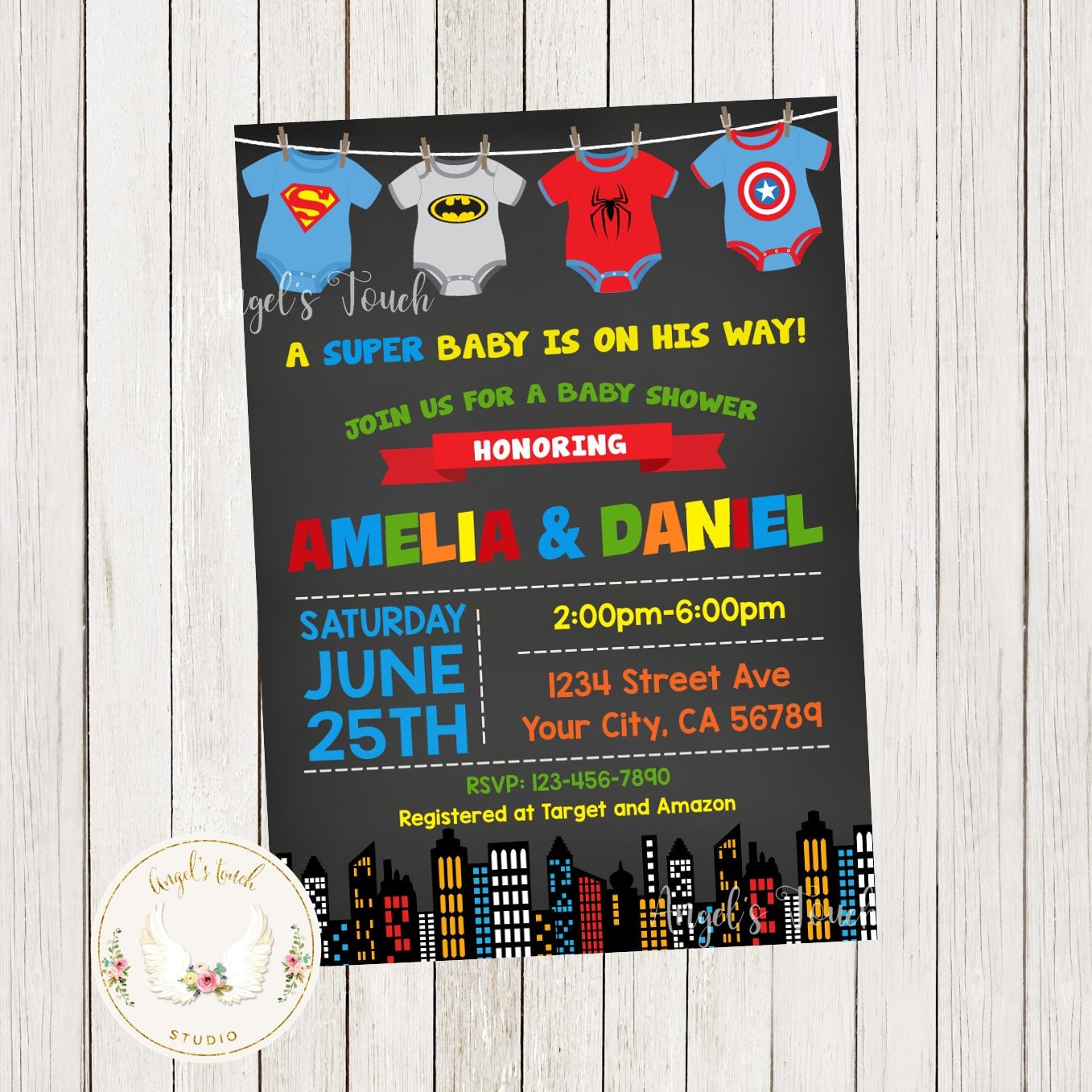 Collage Collage Sheets Superheroes Baby Shower Superman Baby Invitation ...
