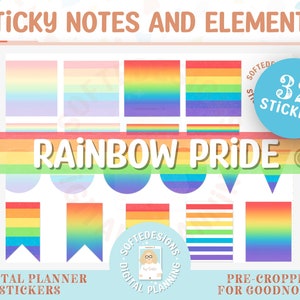 Pride Month Digital Planner Stickers Functional Sticky Notes | Etsy