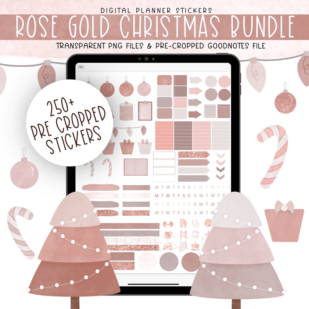 Digital Planner Stickers Goodnotes, Rose Gold Christmas, Digital ...