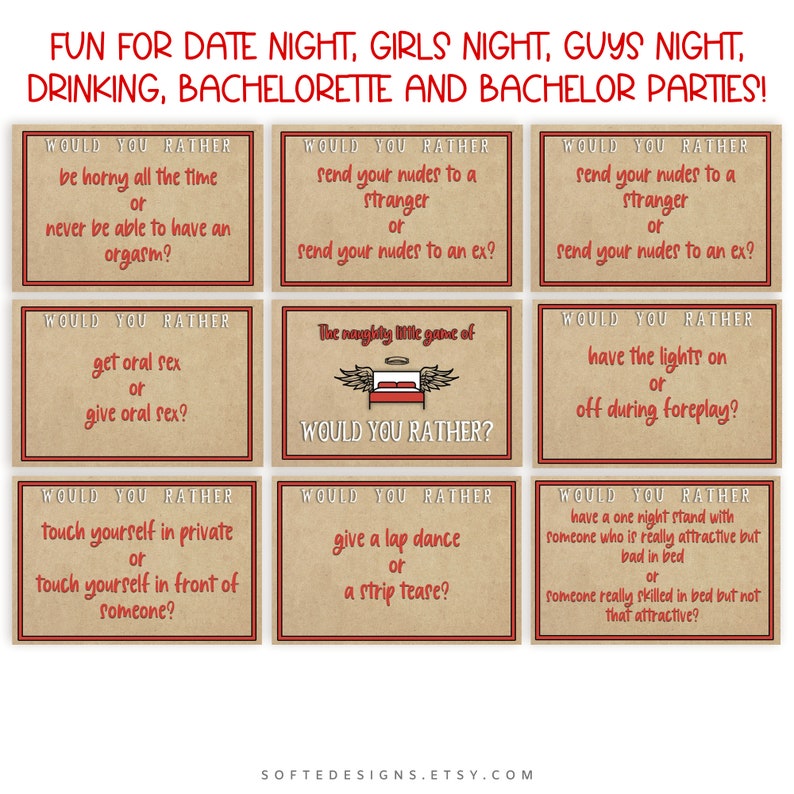 Sex Games Naughty Would You Rather Cards Adult Game Etsy