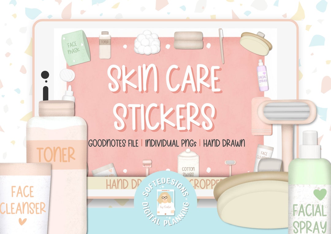 Skin Care Digital Stickers, Hand Drawn, Digital Planning, Precropped ...