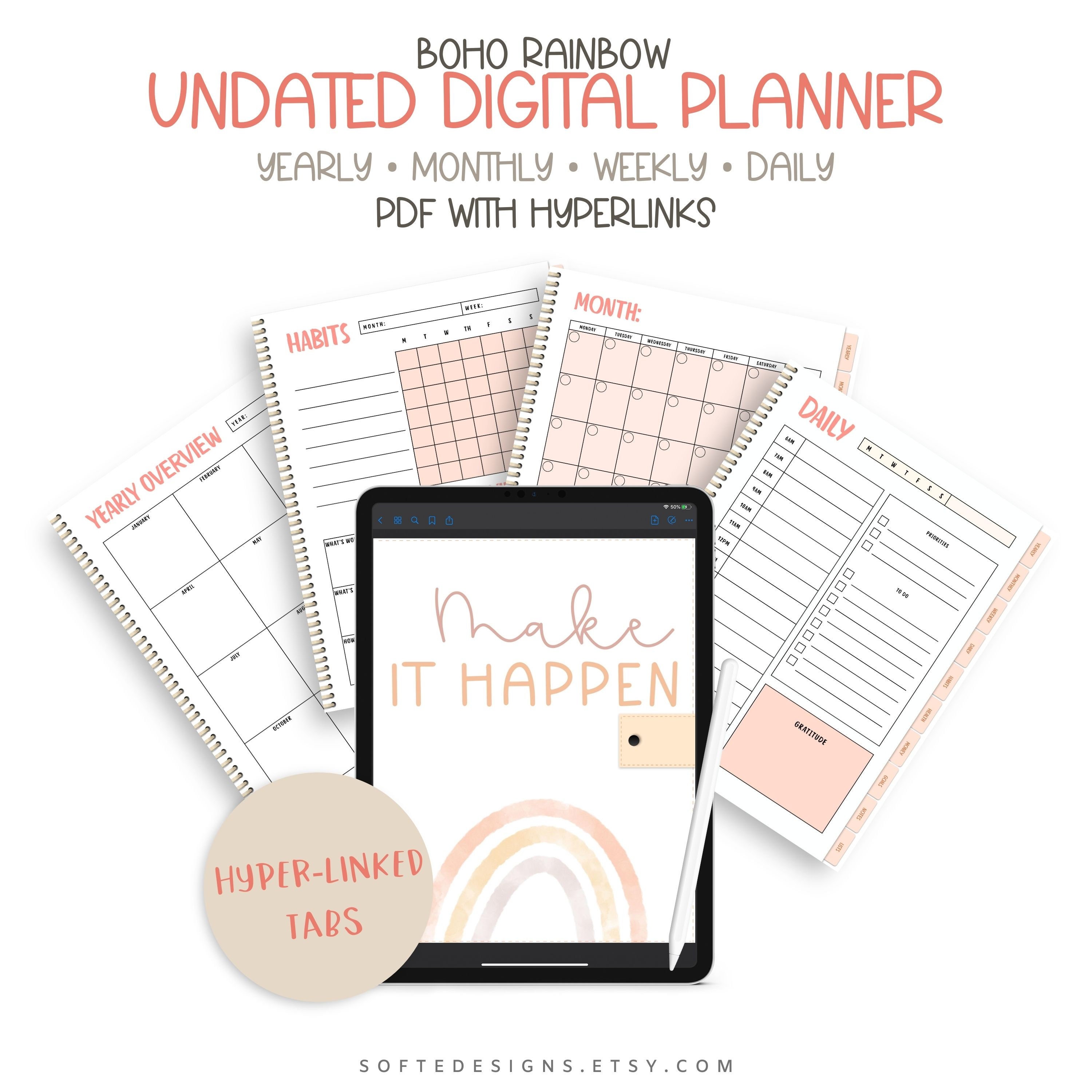 2021 Undated Digital Planner for Goodnotes Digital Planner | Etsy