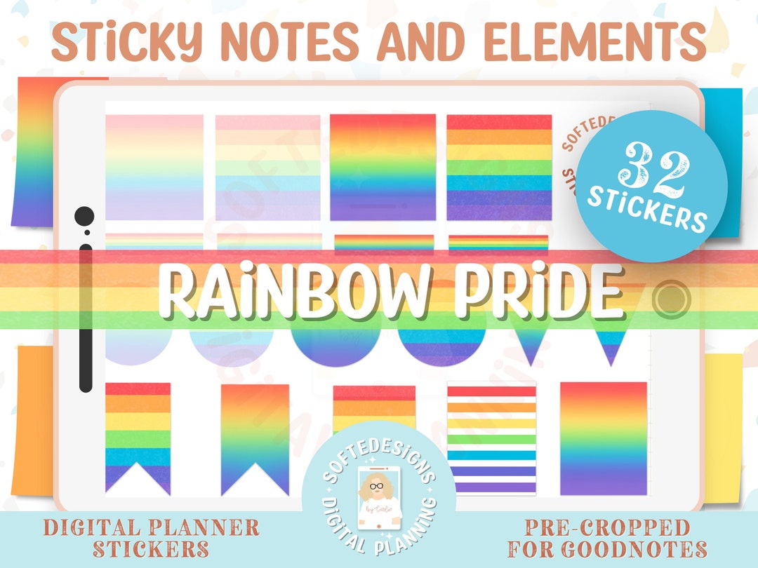 Pride Month Digital Planner Stickers, Functional Sticky Notes, LGBTQ ...