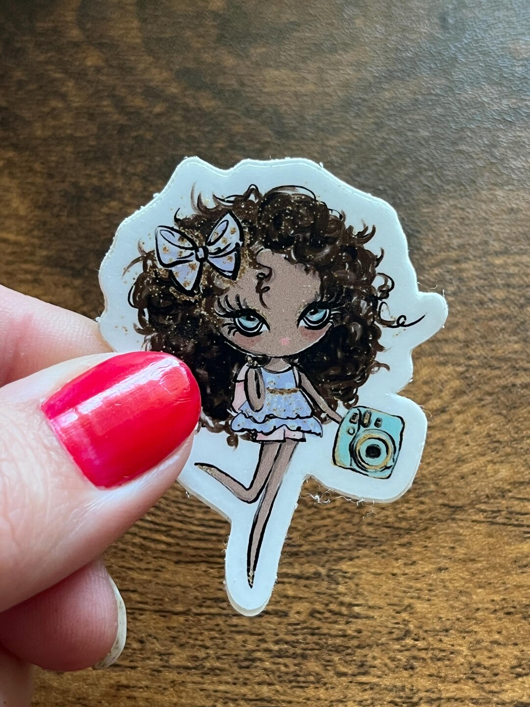 Brown-skinned Photographer Decal – Cute Camera Illustration Sticker ...