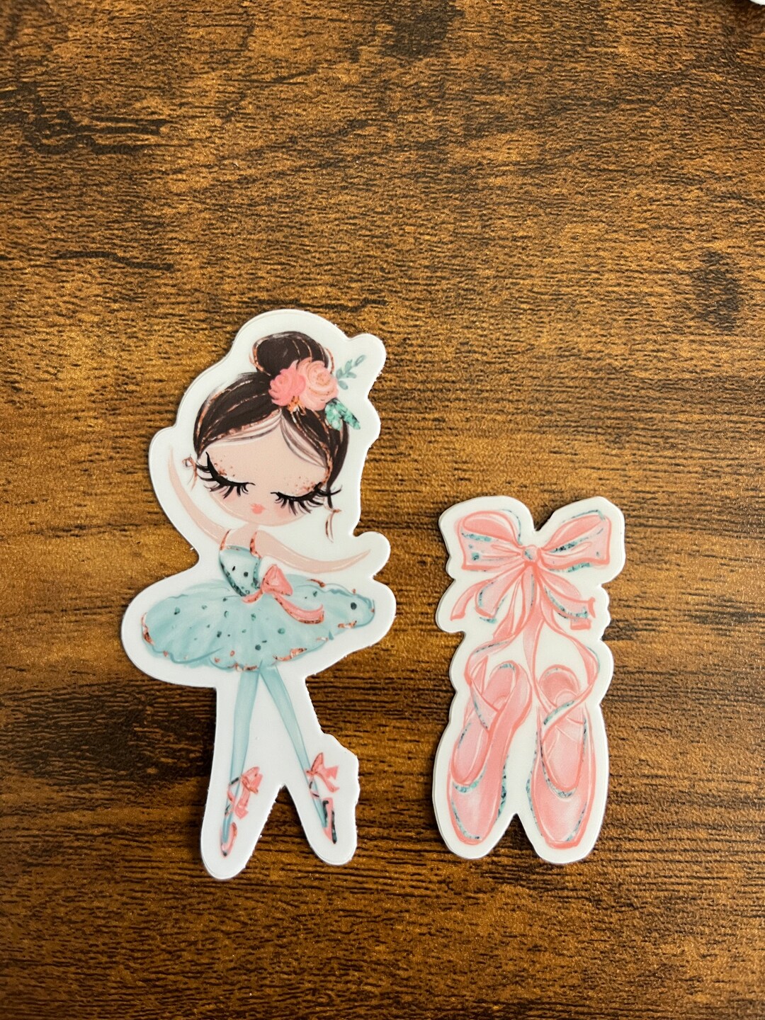 Brown-haired Ballerina Decal + Ballet Shoes Sticker Set – Waterproof ...