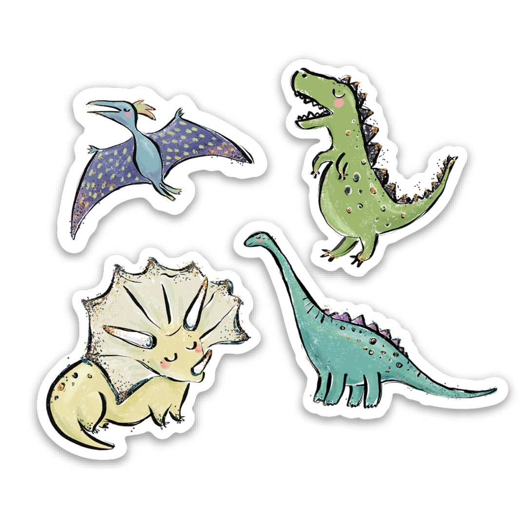 Dino Decal Set 4 Decal Dinosour Waterproof Sticker - Etsy