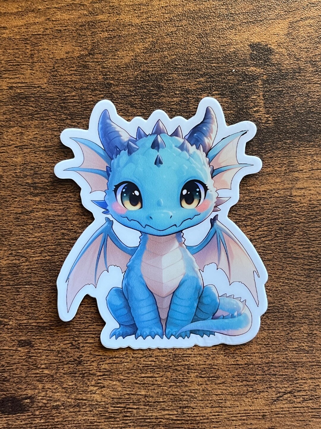 Cute Blue Dragon Decal – Adorable Dragon Vinyl Sticker – Fantasy Dragon ...