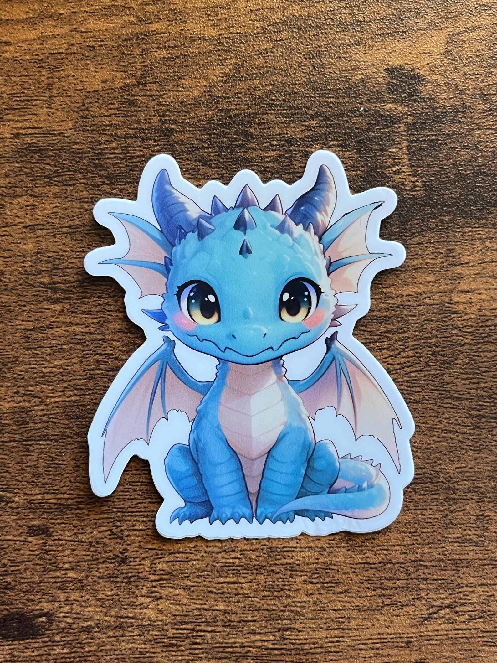 Cute Blue Dragon Decal – Adorable Dragon Vinyl Sticker – Fantasy Dragon ...