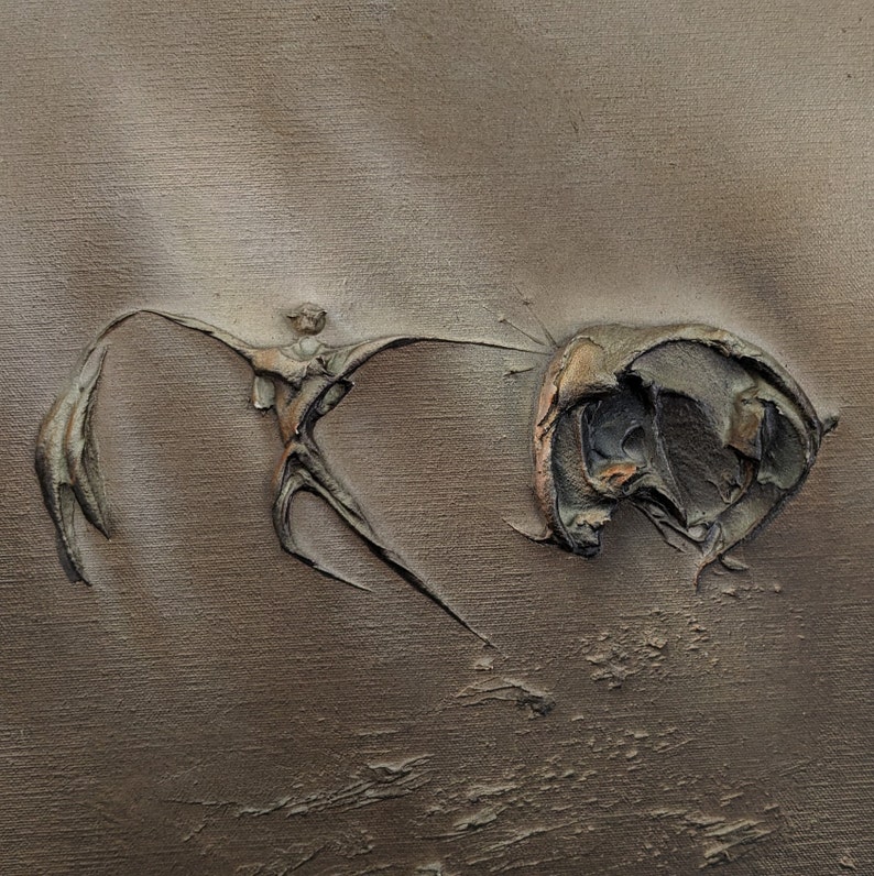 Vintage Abstract Painting, Artist Ivar Bruun, Signed Ivar, Sculptural ...