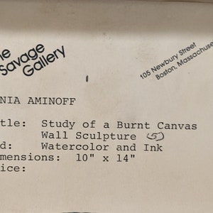 Abstract Study of a Burnt Canvas Wall Sculpture 5, Watercolor and Ink ...