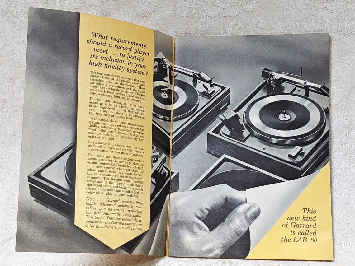 Garrard Phonograph Model LAB 80 Turntable Technical Sales Brochure This ...