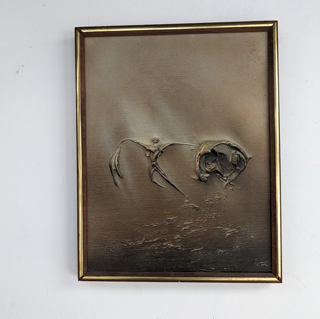 Vintage Abstract Painting, Artist Ivar Bruun, Signed Ivar, Sculptural ...