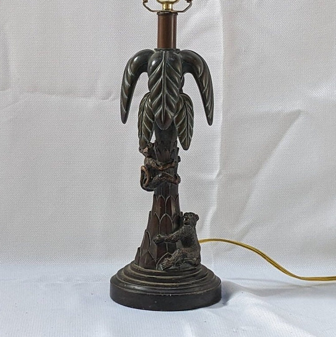 Accent Lamp, Monkeys Climbing up a Palm Tree. Cute Monkey Finial. Great ...