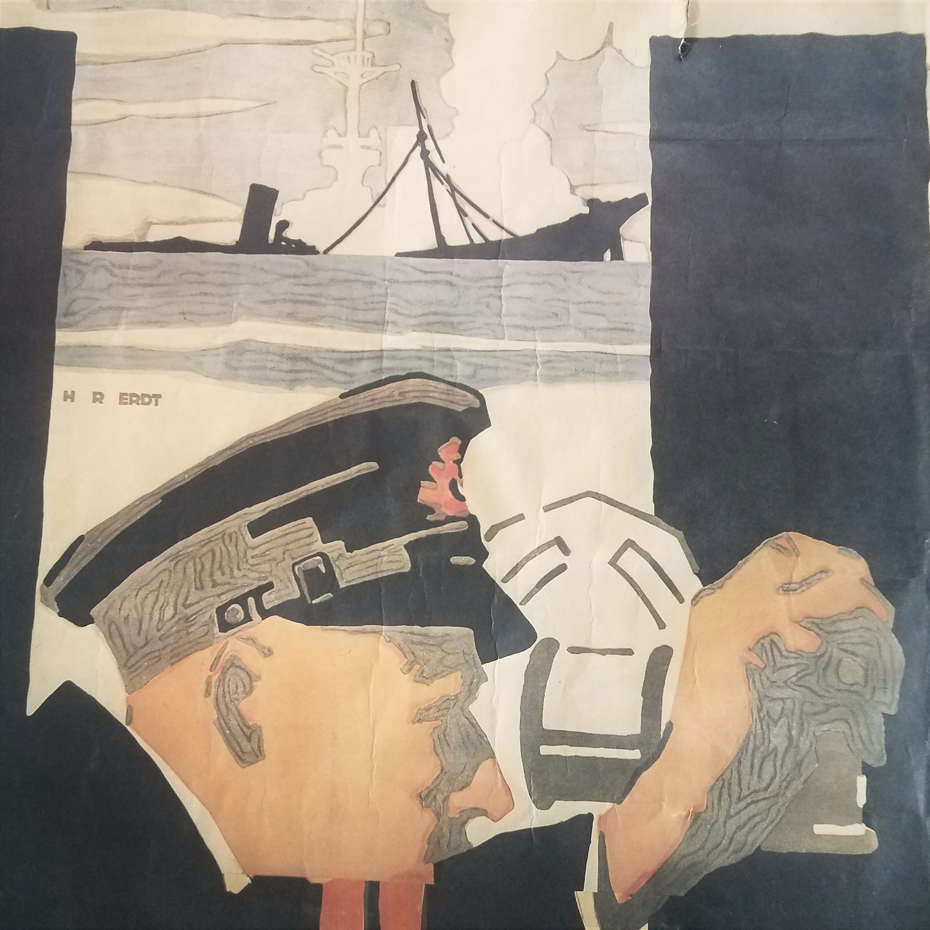 WWI German Propaganda Poster U Boote Heraus (the U-boats Are Out) Spear ...