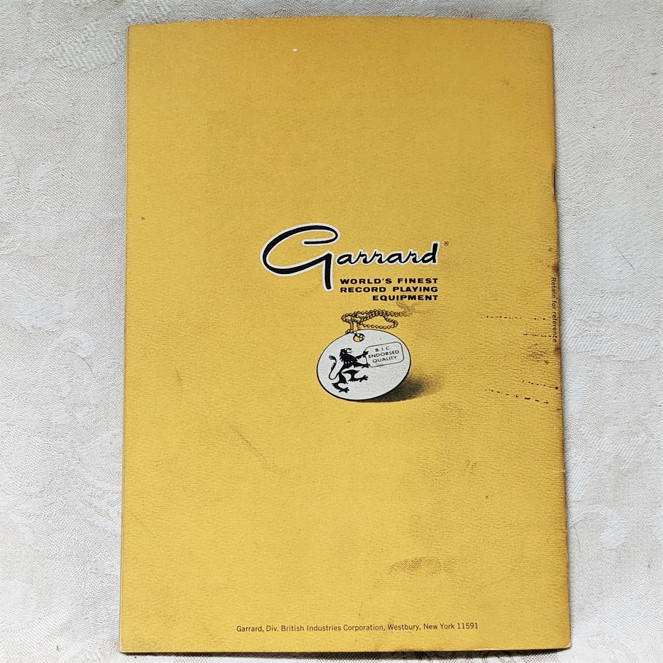 Garrard Phonograph Model LAB 80 Turntable Technical Sales Brochure This ...