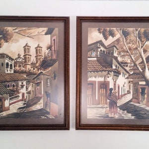 Watercolor Paintings, Mid-century, by Mexican Artist Max Vidal, Framed ...
