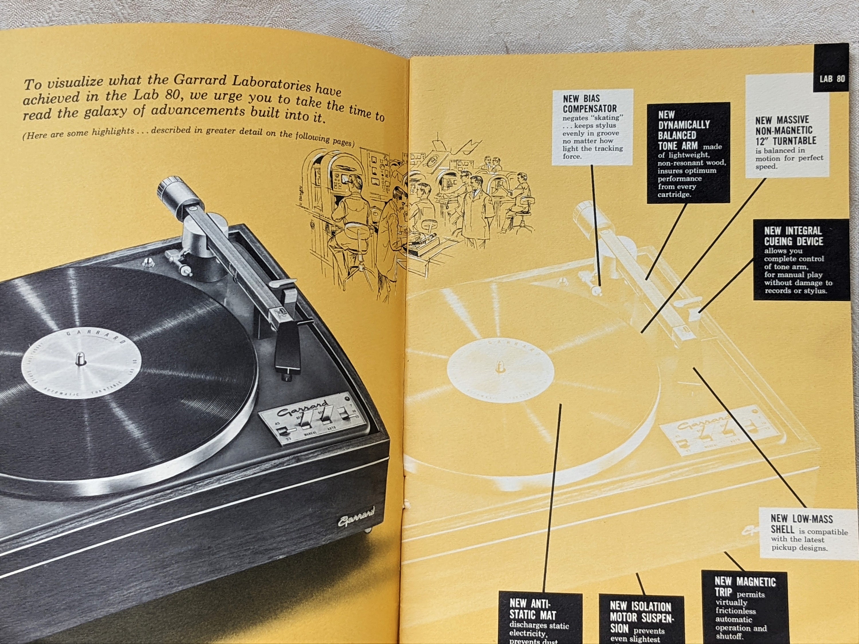 Garrard Phonograph Model LAB 80 Turntable Technical Sales Brochure This ...