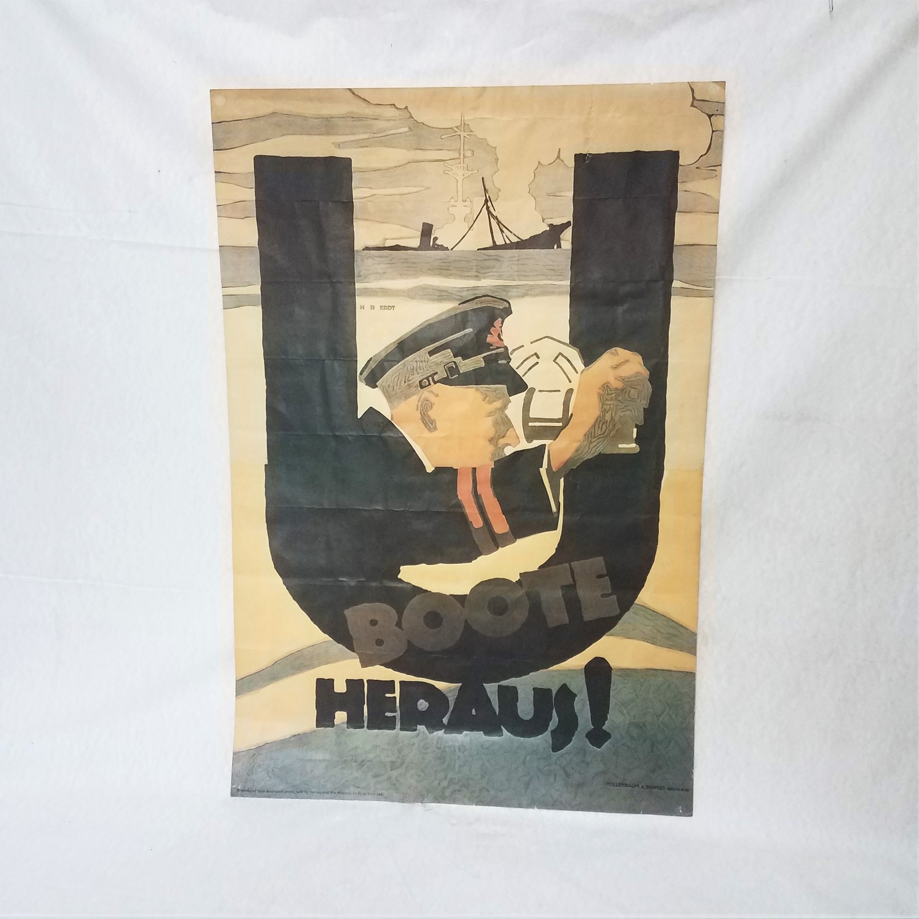 WWI German Propaganda Poster U Boote Heraus (the U-boats Are Out) Spear ...