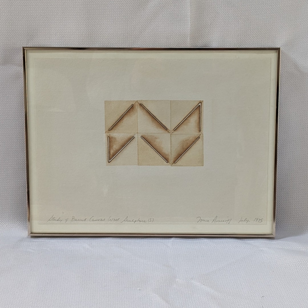 Abstract Study of a Burnt Canvas Wall Sculpture 5, Watercolor and Ink ...