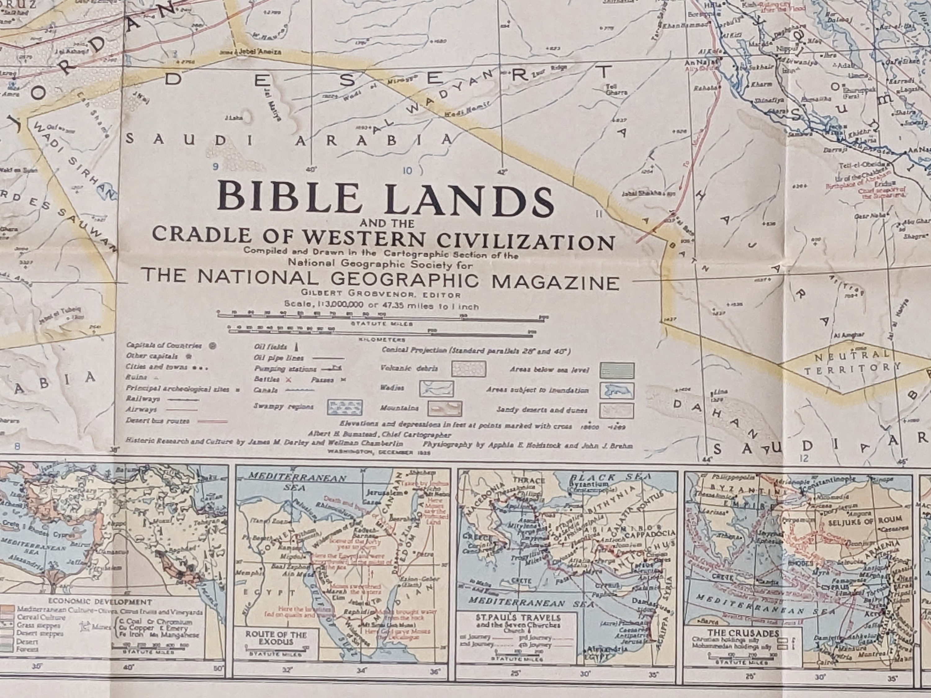 Vintage Bible Lands Map and the Cradle of Western Civilization. an ...