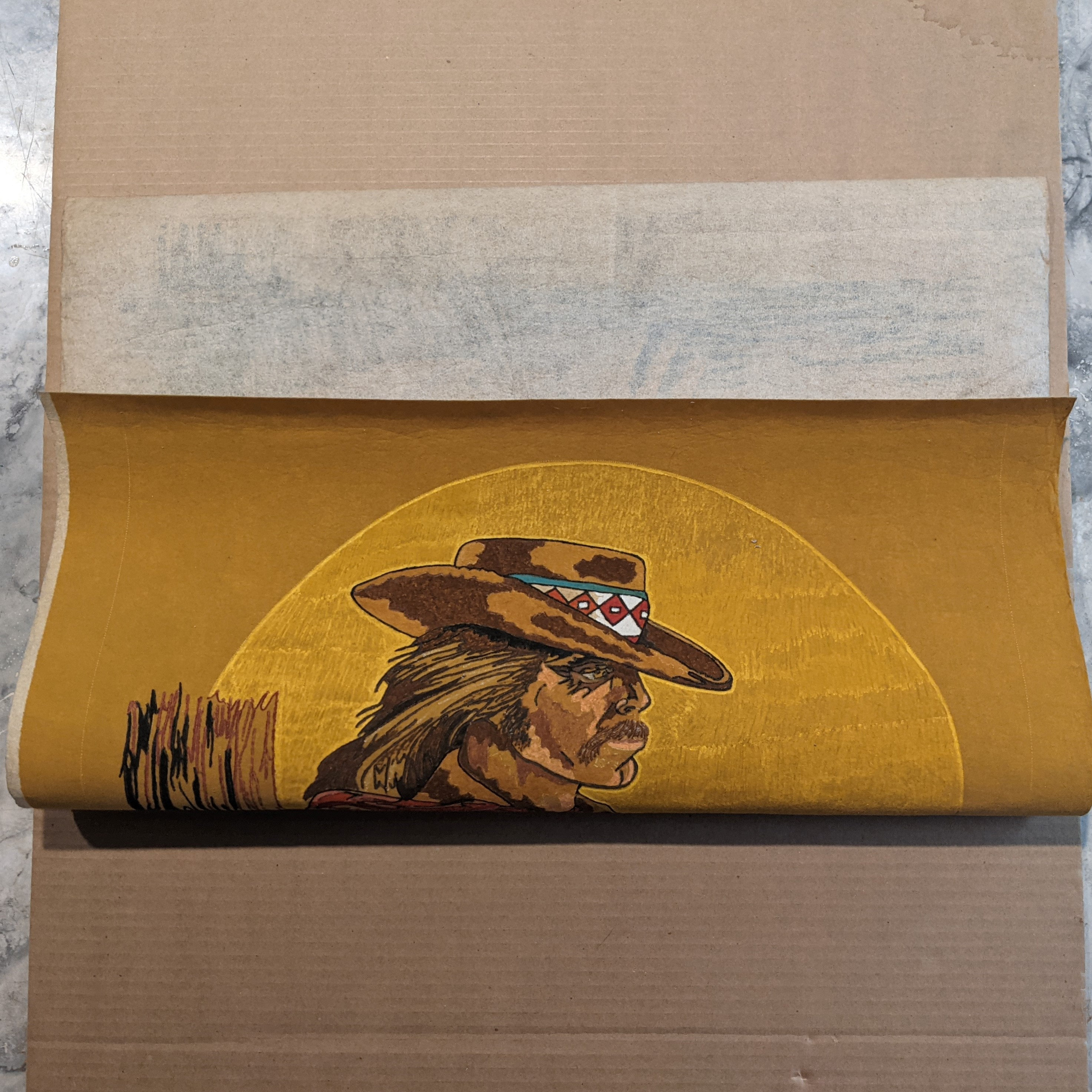 Cowboy Art, Groovy Signed Original Print Painting Artwork on Velour ...