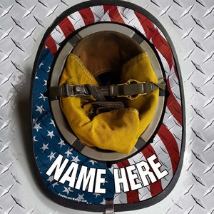 Diamond Plate Windy USA American Flag Fire Helmet Wrap Brim Trim Decal ...