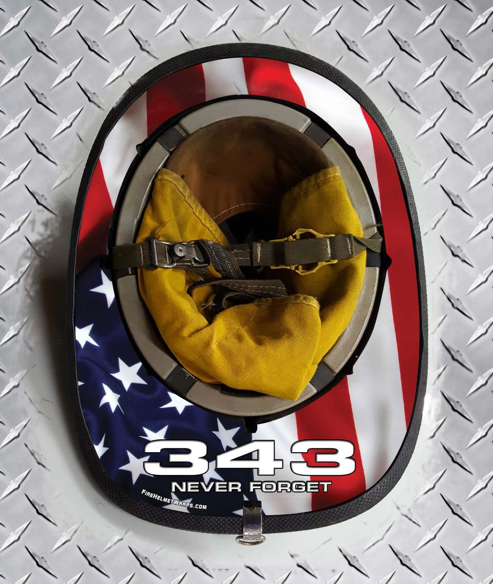 343 USA Never Forget American Flag Fire Helmet Skin Vinyl Wrap Sticker ...