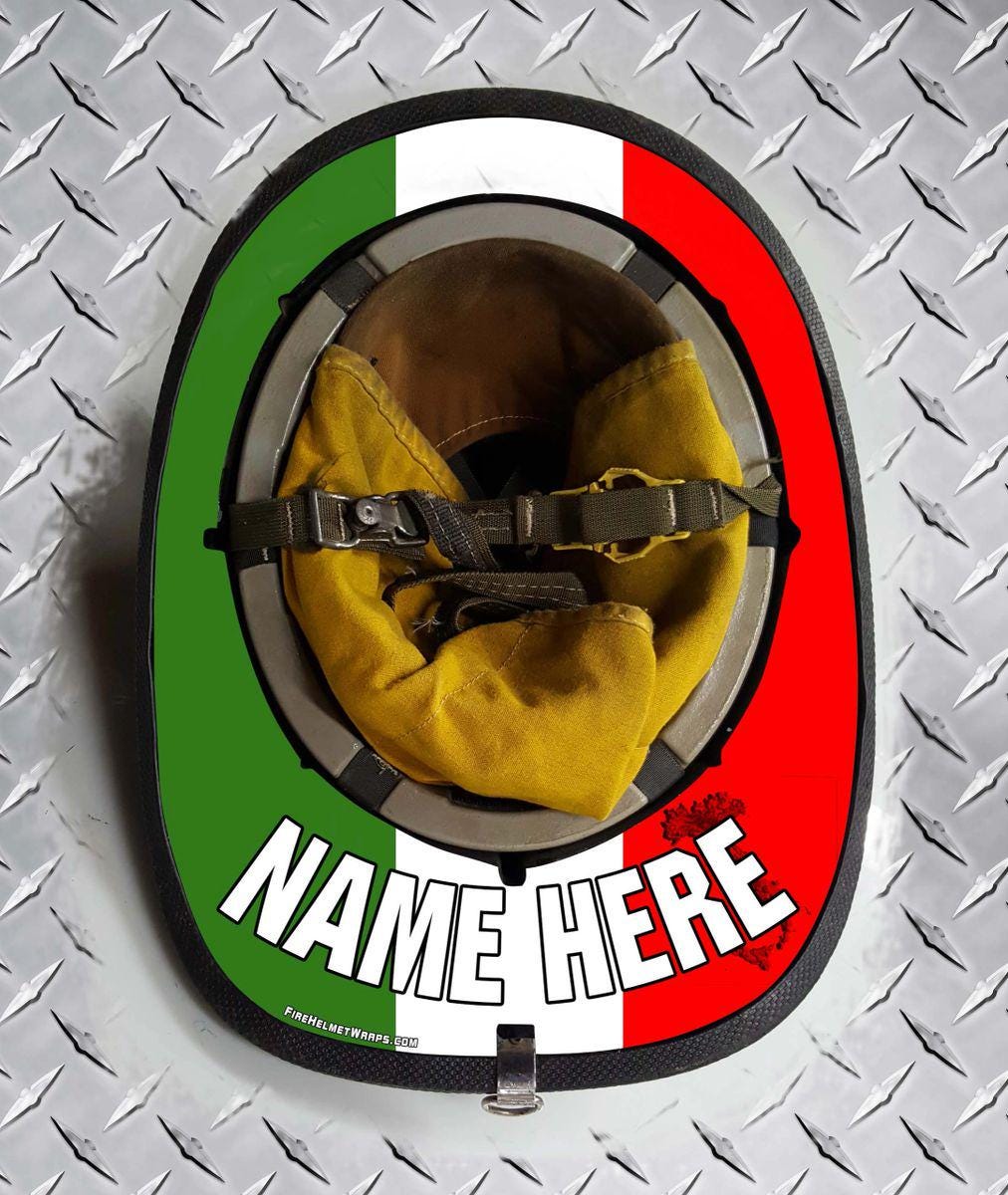 Standard Italy Italian Flag Fire Helmet Wrap Brim Trim Sticker Decal ...