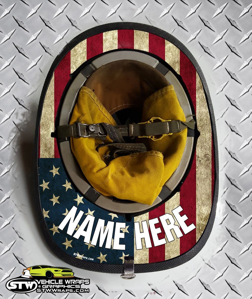 The Classic USA American Flag Fire Helmet Wrap Brim Trim Sticker Decal ...