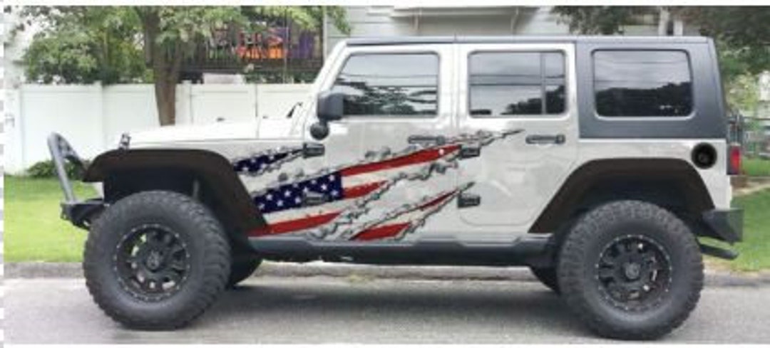 Distressed USA American Flag Vehicle Side Rip Decals - Etsy