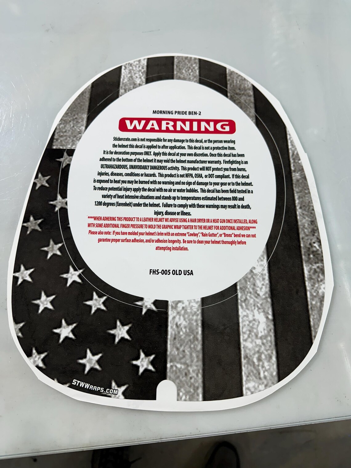 Old USA American Flag Fire Helmet Wrap Brim Trim Decal Sticker Overlay ...