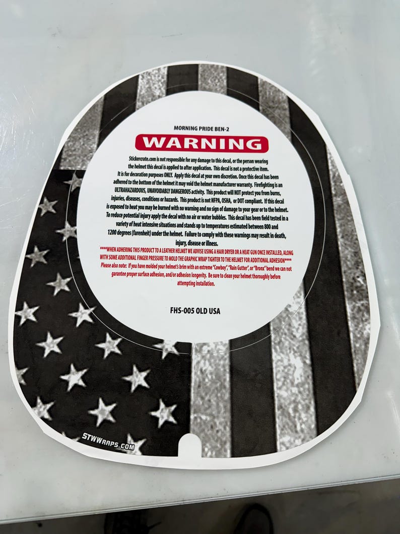 Old USA American Flag Fire Helmet Wrap Brim Trim Decal Sticker Overlay ...