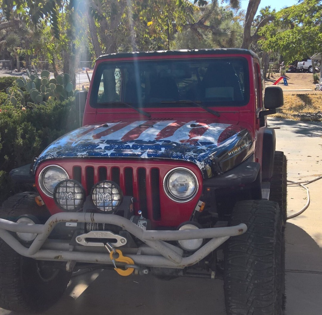 Distressed USA American Flag - Jeep Wrangler Full Hood Vinyl Wrap - Etsy