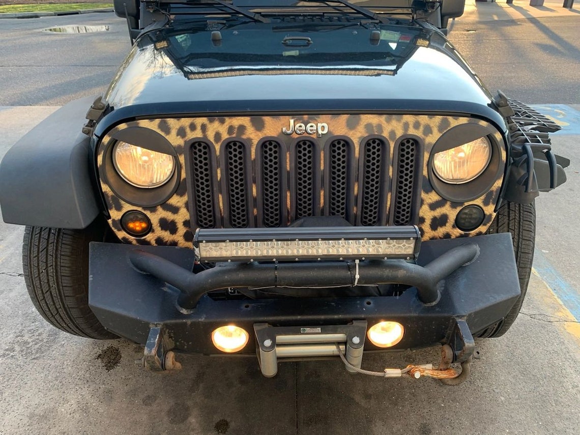 Cheetah Animal Print Jeep Grill Skin Vinyl Grill Wrap Sticker Decal ...
